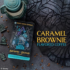 Bones Coffee Company Brownie from Beyond Ground Coffee Beans, Caramel Brownie Flavor, Low Acid Coffee, Made with Arabica Coffee Beans, Medium Roast Coffee Inspired by Disney's Haunted Mansion (12 oz)