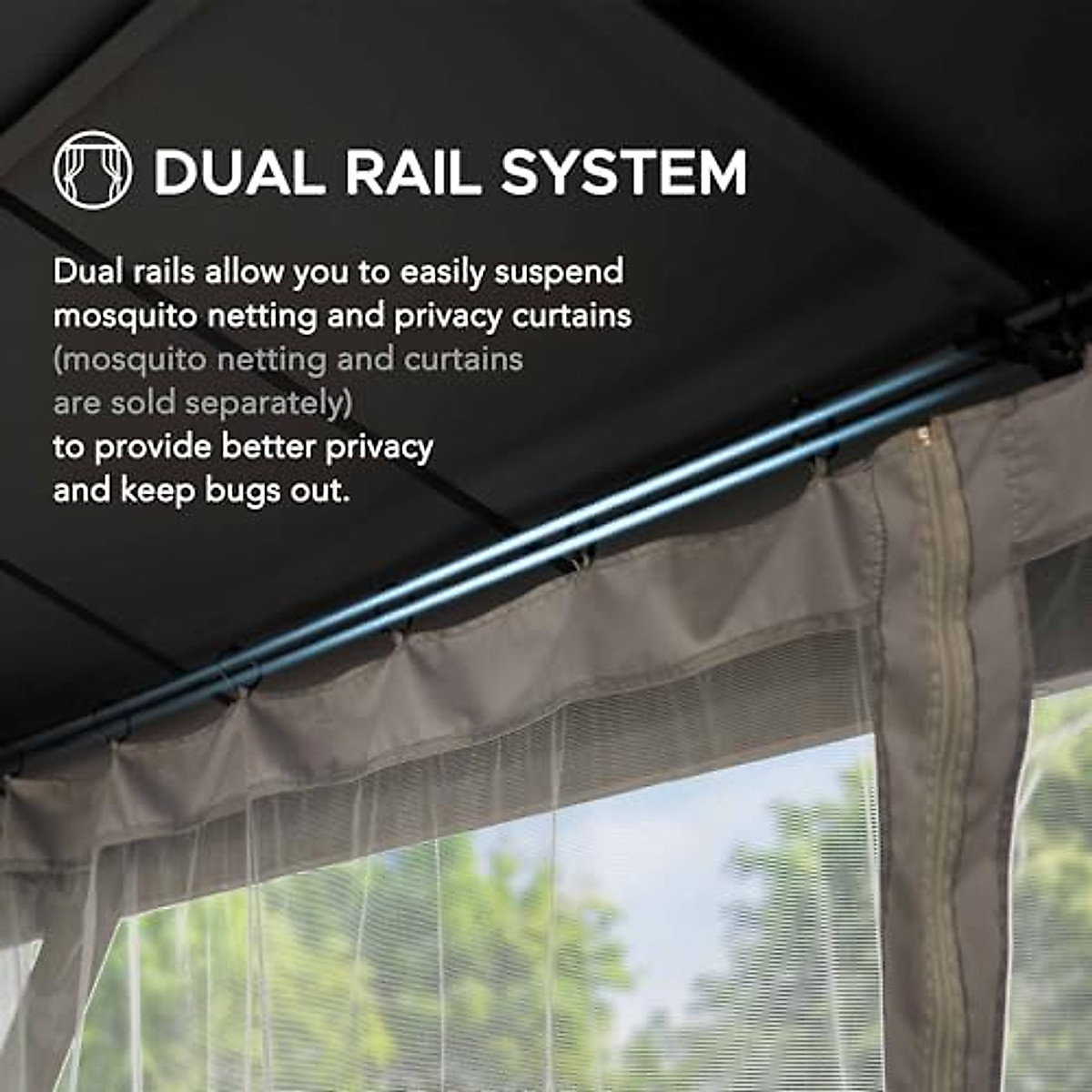 SUNJOY 12 x 20 ft. Wood Gazebo, Outdoor Patio Aluminum Hardtop Gazebo, Cedar Framed Wooden Gazebo with 2-Tier Roof, Suitable for Patios, Lawn and Backyard, Matte Black Roof + Gray Wood Frame