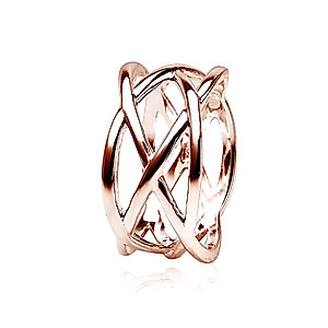 Hoops & Loops Rose Gold Flashed Sterling Silver Polished Criss Cross Double X Ring, Size 7