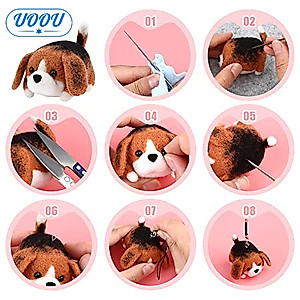 UOOU Needle Felting Kit, 61 Pcs Felt Dog Dolls Needle Felting Set with Felting Needles, Wool Roving, Felting Pad, Instruction Manual, Felting Beginner Tools for Felted Animal Needle Felting Supplies