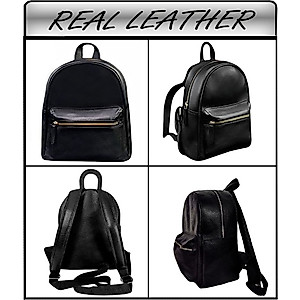 NGF Genuine Leather Backpack Bag for Men's & Women Multi-functional Purse Elegant Daypack Soft Leather Travel Shoulder Fashion Bag Office, Shopping, Trip - Black