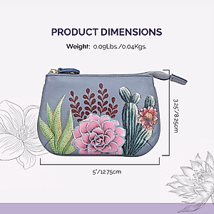 Anuschka Women’s Hand-Painted Genuine Leather Medium Zip Pouch - Desert Garden