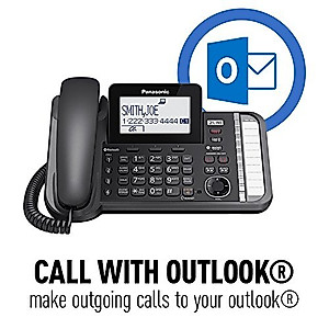 Panasonic 2-Line Corded/Cordless Phone System with 1 Handset - Answering Machine, Link2Cell, 3-Way Conference, Call Block, Long Range DECT 6.0, Bluetooth - KX-TG9581B (Black)