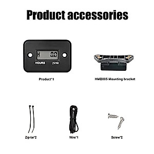 HonorMeet Digital Chainsaw Hour Meter Gauge, LCD Inductive Hours Counter for Lawn Mower with Mounting Bracket,Works on Gas Engine Powered Garden Tractor Air Compressor Generator Motorcycle Boat ATV.
