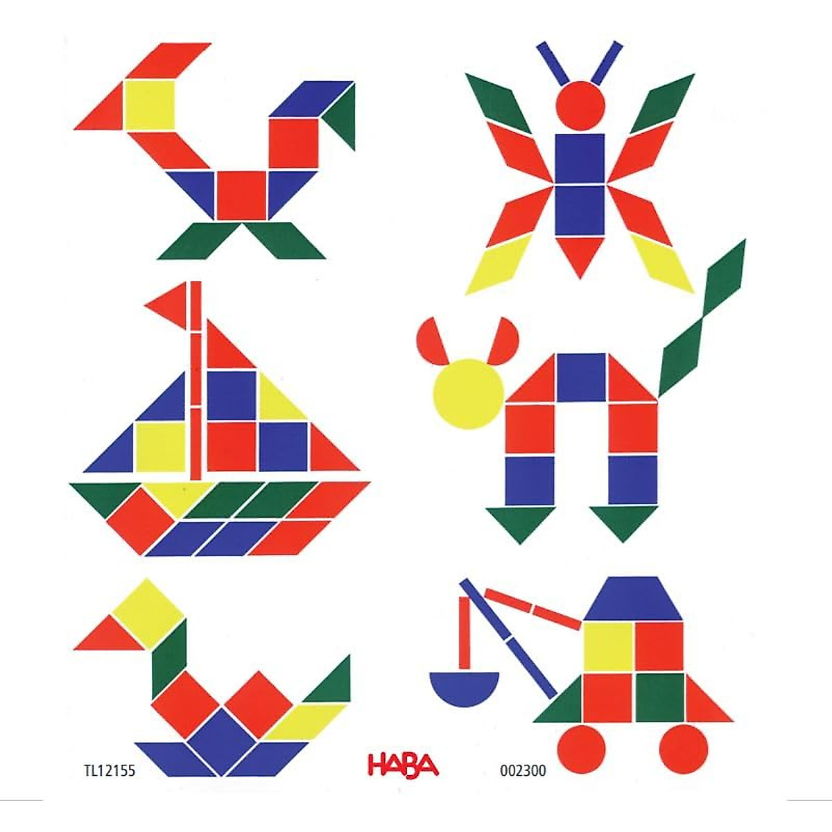 HABA Geo Shape Tack Zap Play Set - Make Geometric Designs with Corkboard, Hammer, Templates and 50 Wooden Tiles (Made in Germany)