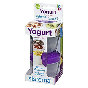 Sistema To Go Collection Yogurt Food Storage Containers, Pack of 2