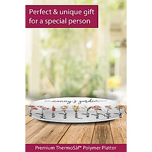 The Pine Trove Birth Flower Personalized Platter for Nanny for Mother's Day, Christmas, Birthday (10x14 inch, ThermoSāf® Polymer Platter)