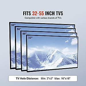 VEVOR TV Stand Mount, Swivel Universal TV Stand for 32-55 inch TV Screen up to 90lb, Height Adjustable Portable Floor TV Stand with Tempered Glass Base for Bedroom, Living Room, Max VESA 400x400mm