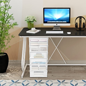 HAPPCUCOE 6 Tier Utility Cart Rolling Storage Carts Kitchen Cart Trolley with Wheels Drawer for Offices,Bedrooms,Studies,Tea Tables,Living Rooms, Entrances,Corridors (White)