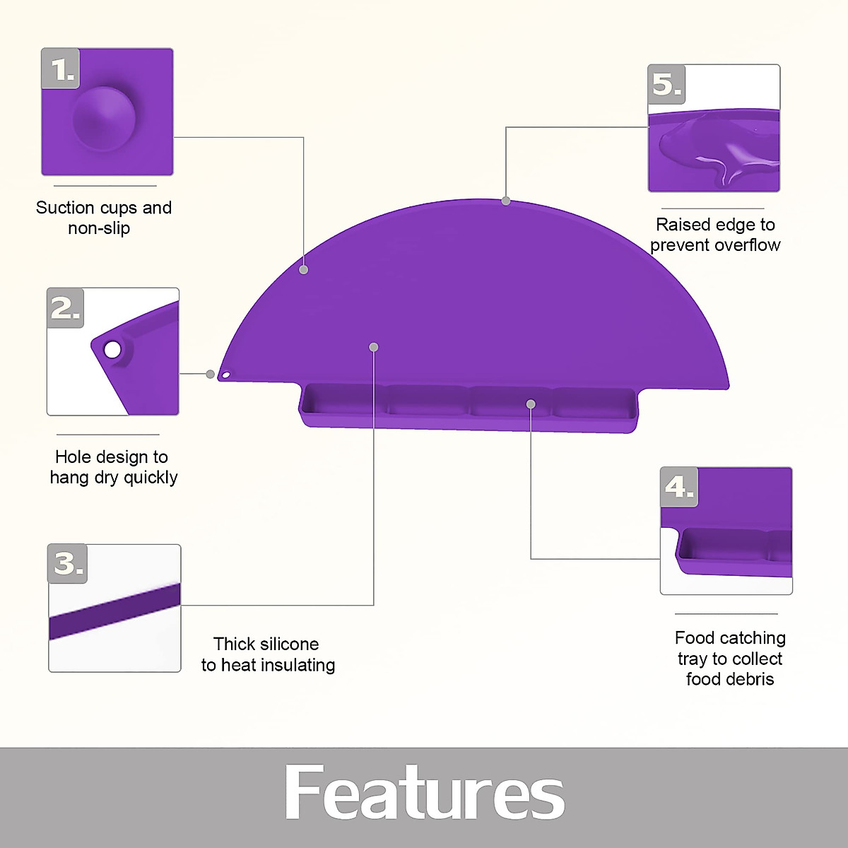 Silicone Baby Placemats, Food Catching Placemats for Kids Baby Toddlers, Toddler Placemat for Dining Table,2Pack,Blue/Purple