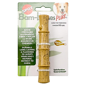 moofin Bam Bones for Dogs Bamboo Dog Toy, Chicken Flavored Dog Chew Toys Bundle SS Pet Training Whistle - Chew Stick for Aggressive Chewers for Dogs Under 60 lbs ~ [Pack of 6]