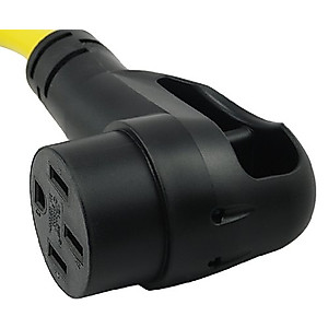 Conntek 15873 1.5-Feet, 30-Amp RV Generator Adapter for Model L5-30P Locking Plug to RV 50-Amp Ergo Grip Connector with Power Indicator