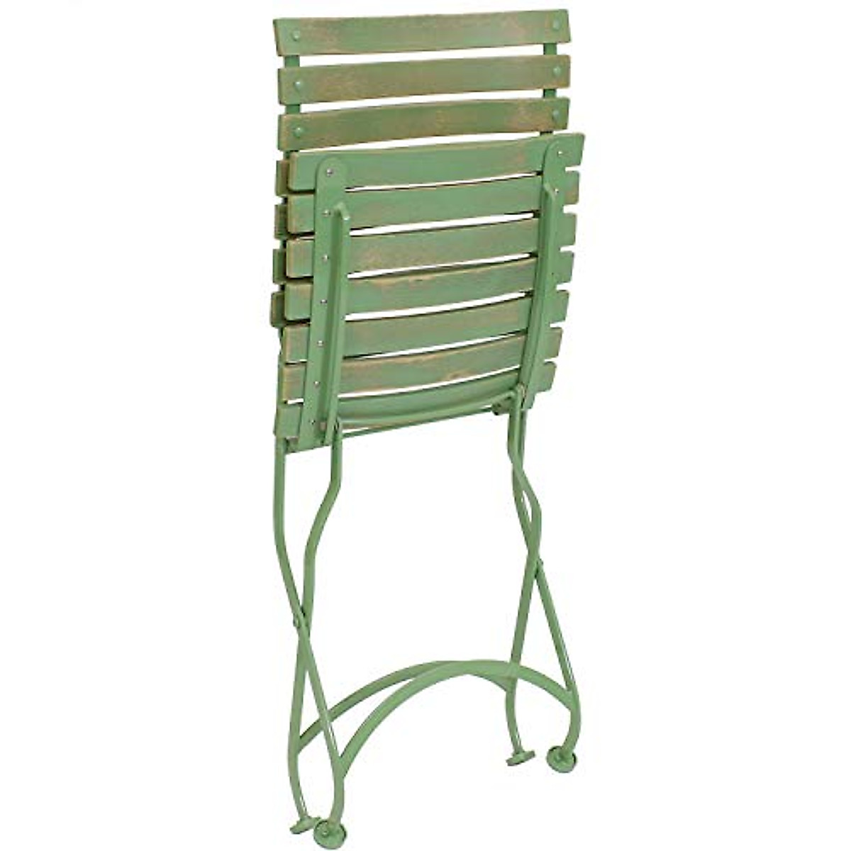 Sunnydaze Cafe Couleur European Chestnut Wooden Folding Bistro Chair - Portable, Compact Side Chair - Indoor or Outdoor Use - Patio, Deck, Balcony, Camping and Spare Seating - Green - Set of 2
