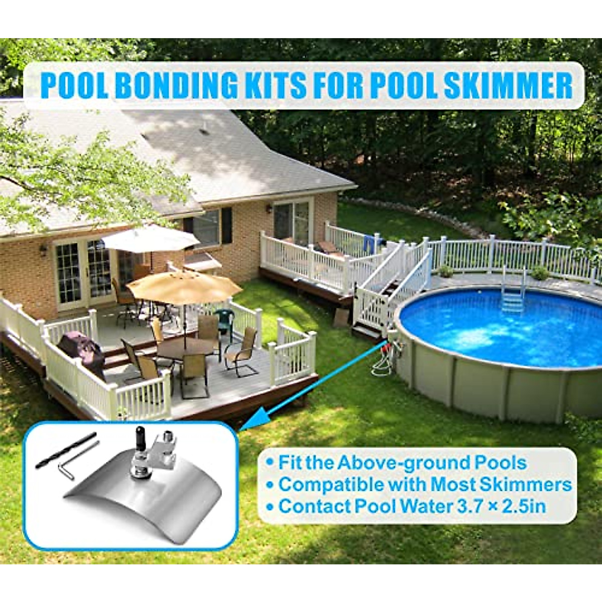 Pool Bonding Kits, BWB680AG Above Ground Pool Skimmer, Compatible with Most Skimmers, in Direct Contact with Pool Water at All Times