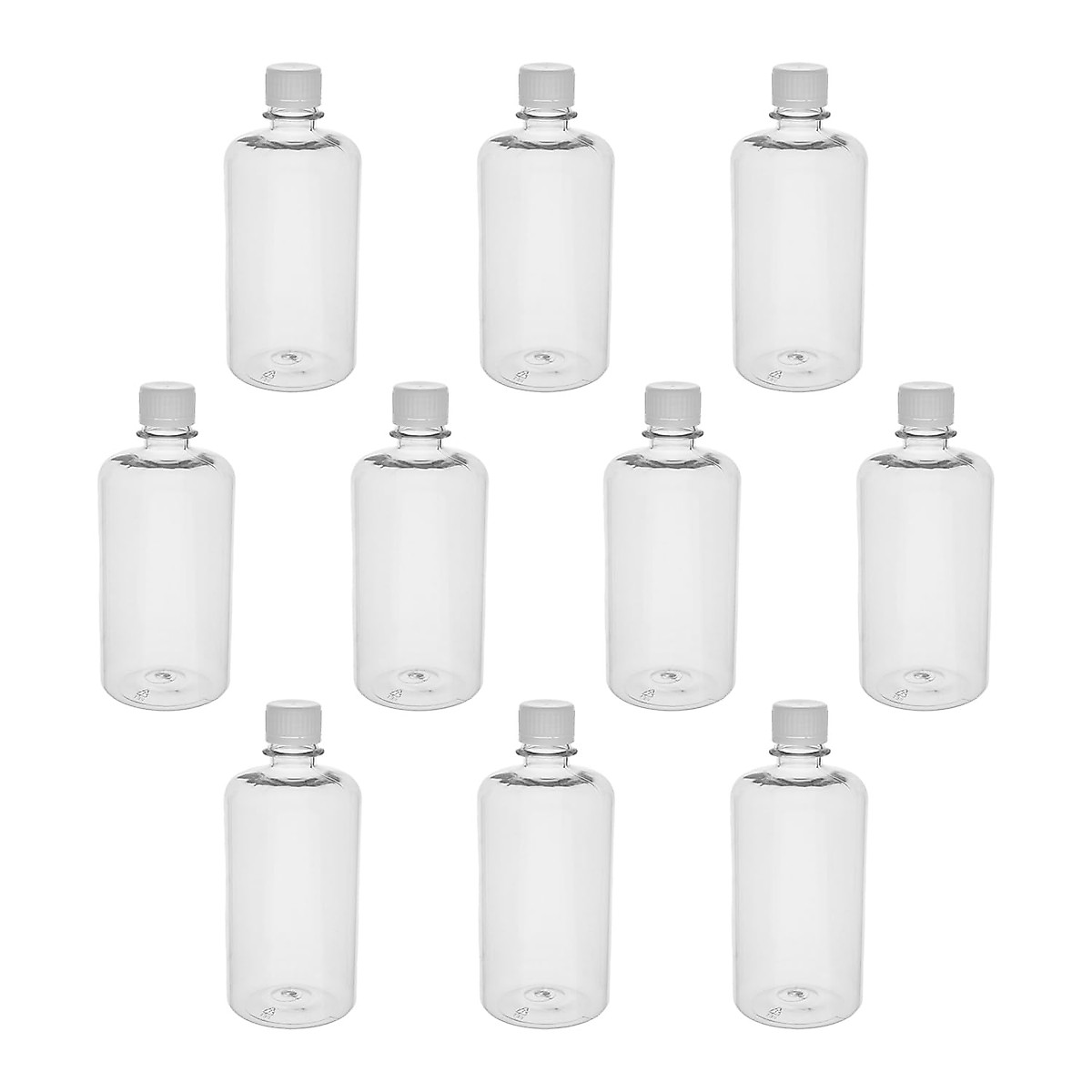 Aicosineg 10Pcs 500ml Plastic Container Lab Chemical Reagent Bottles 16.91oz Small Mouth Storage Bottles Plastic Sample Liquid Storage Containers Sealing Bottles with White Cap for Food Stores Clear