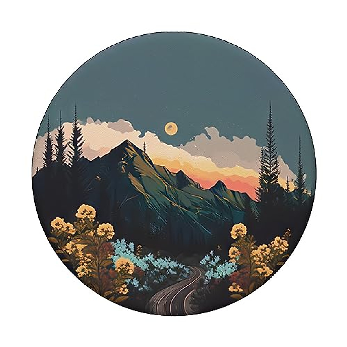Mountain Wilderness Sunset Tree Earthy Forest Floral Flower PopSockets Standard PopGrip
