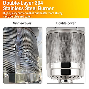 Hykolity 50,000 BTU Propane Patio Heater, Stainless Steel Burner, Triple Protection System, Wheels, Outdoor Heaters for Patio, Garden, Commercial and Residential, Brown