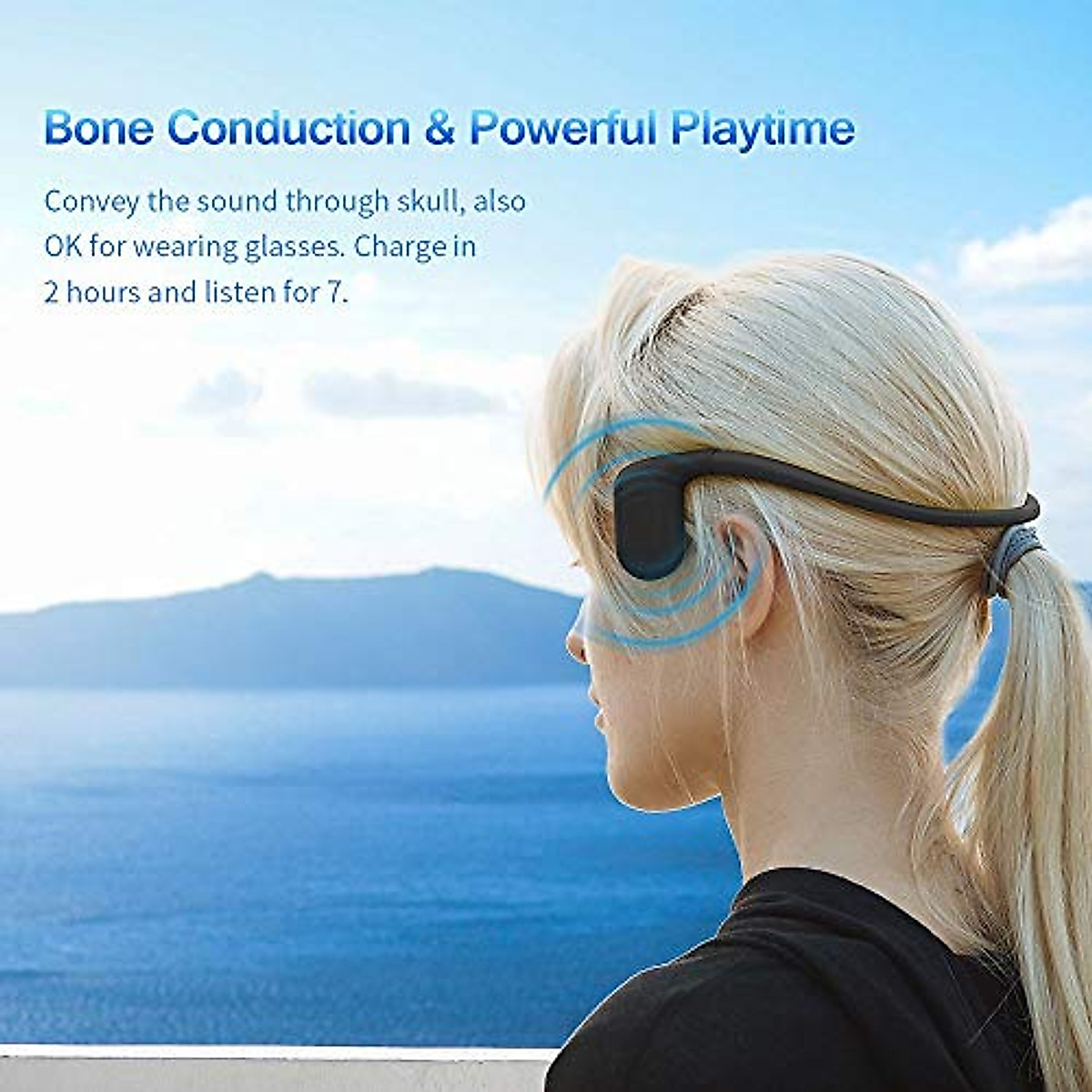 Bone Conduction Headphones Swimming, Tayogo IPX8 8GB Waterpoof Mp3 Player, Underwater Headsets for Swimming, Running, Cycling-Black