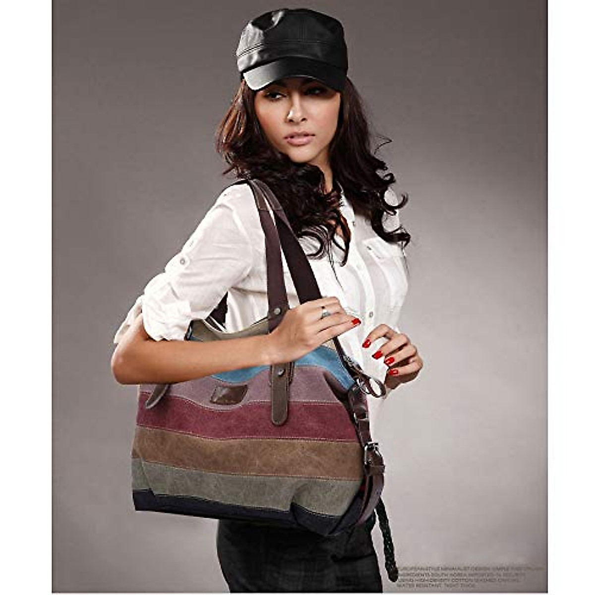 Canvas Shoulder Bags for Womens Multi-Color Purse Casual Messenger Bags Shopping Tote Handbags