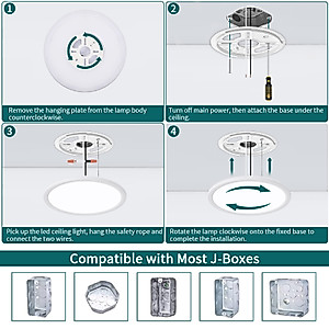 Led Ceiling Light Fixtures Dimmable with Remote Control, 15.4 Inch Ultra Thin Modern Flush Mount, 36 W, 4500 LM, with Night Light, for Bedroom, Kitchen, Dining Room, Living Room