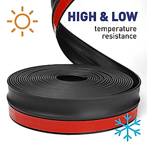 FOSLUOC Garage Door Seal Top and Sides Seal Strip Black 34 FT Adhesive Backed Rubber Weather Stripping Replacement Weatherproofing Universal Sealing
