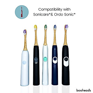 booheads - Bamboo Electric Toothbrush Heads | Biodegradable Eco-Friendly Sustainable Recyclable | Compatible with Sonicare (Hybrid2)