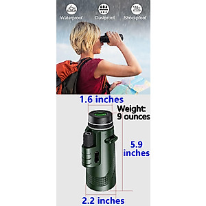 Fcteap Monocular Telescope BAK-4 Prism and FMC Lens for Adults High Power HD Compact Handheld Telescope Travel Essentials Stargazing Hunting Wildlife Bird Watching Camping Hiking Phone (Green,80x100)