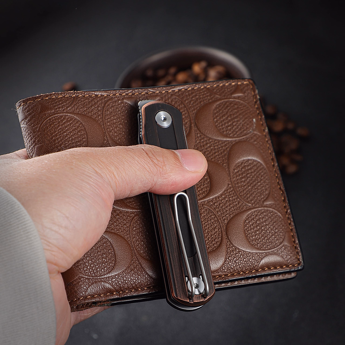 CIVIVI Foldis Pocket Folding Knife, 2.67-in Silver Bead Blasted Nitro-V Steel Blade, Copper Handle with Double Detent Slip Joint Pocket Knife EDC Knife C21044-1