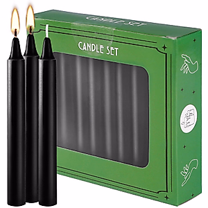 4 Inch Smokeless Black Taper Candles, Pack of 20, Long-Lasting Lighting Options for Dinners, Parties, Ceremonies and Shabbat, Burns 1.5 Hours Each