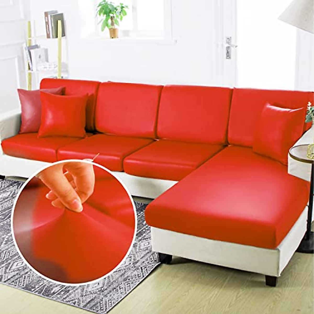 Large Soft Vinyl Upholstery Leather Fabric 1 Yard 56.3x36inch, 0.8mm Thick Texture Faux Leather Sheets, for Upholstery Crafts, Sofa, Car Seat, Handbag, Earrings, Hair Bows, DIY Crafts (Red)