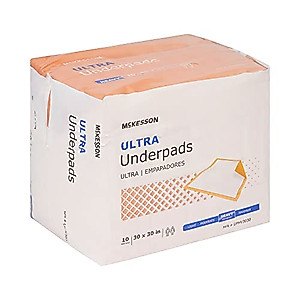 McKesson Ultra Underpads, Incontinence Bed Pads, Heavy Absorbency, 30 in x 30 in, 100 Count