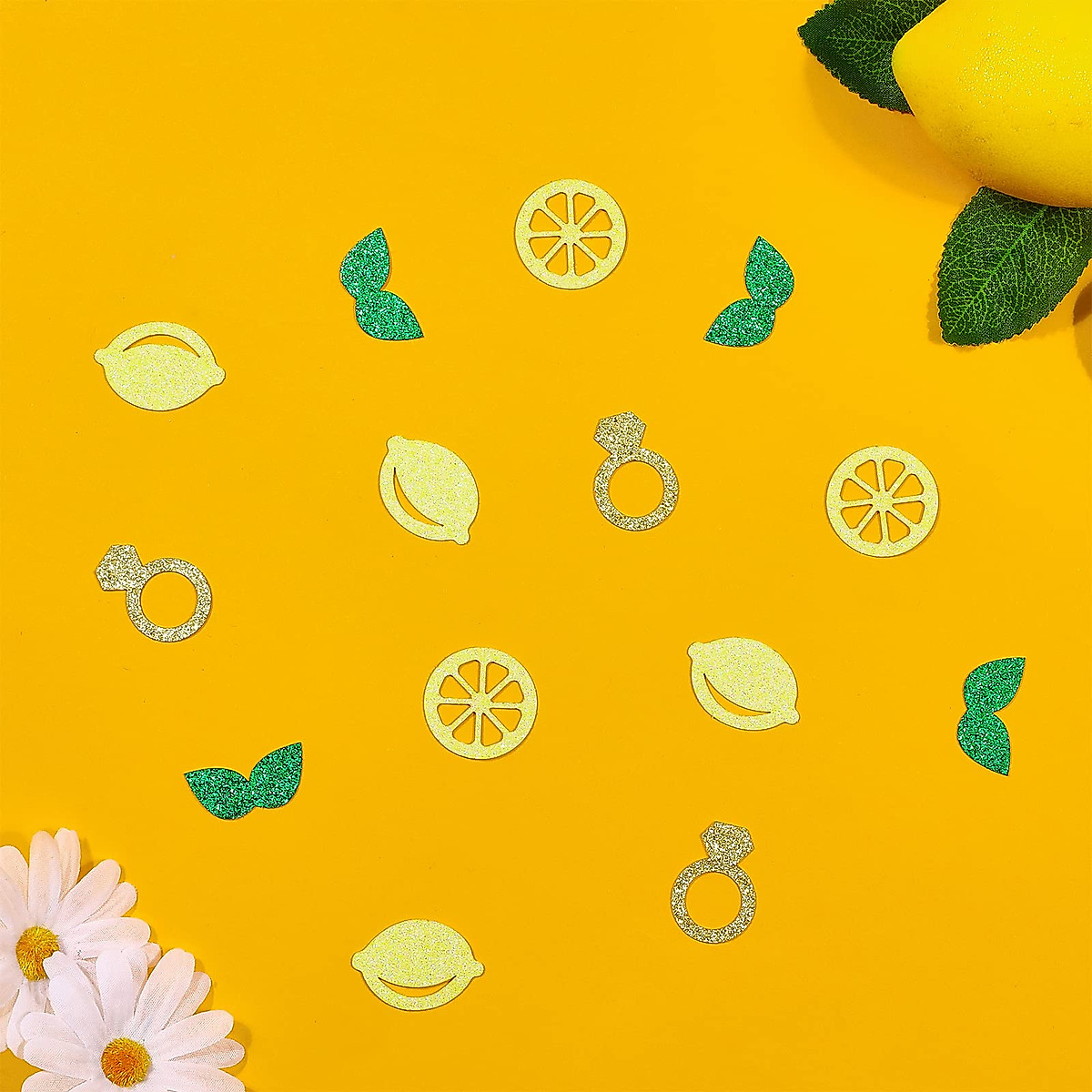 Sursurprise 200pcs Lemon Table Confetti Glitter for She Found Her Main Squeeze Lemon Bridal Shower Decorations Lemon Bachelorette Party Wedding Engagement Supplies