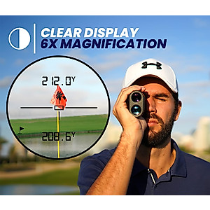 BAMAES Golf Rangefinder with Slope and HD Touchscreen - 650 Yard Range 6X Magnification - Flag Lock & Vibration - USB Rechargeable - Memory Storage - Voice Broadcasting - Professional Distance Finder