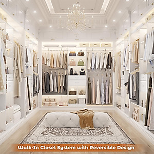 Besiost Closet System - 4.75-8FT Closet Organizer System with Wooden Drawers & Cube Storage Organizer, Up To 96" Closet Systems for Nursery & Walk-In Closets with Cuttable Hanging Shelving, White