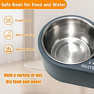 Heated Cat Bowl, Outdoor Heated Pet Bowl with Double Stainless Steel Bowl 24 OZ, Heated Water Food Bowl for Cat Pet, Thermal Pet Bowl Provide Drinkable Water and Hot Food in Winter