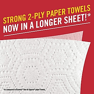 Brawny Tear-A-Square Paper Towels, 16 Double Rolls = 32 Regular Rolls, 3 Sheet Size Options, Quarter Size Sheets