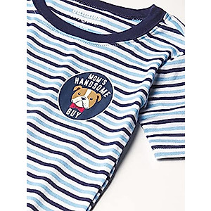 The Children's Place,Baby and Toddler Boys Bull Dog Snug Fit Cotton 4-Piece Pajamas,Thunder Blue,5T