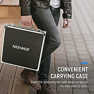 NEEWER X12 Aluminum Teleprompter with RT-110 Remote Control (Connected via Bluetooth on NEEWER Teleprompter App) & Carry Case, Compatible with iPad, iOS/Android Tablets, Smartphones, DSLRs (Black)