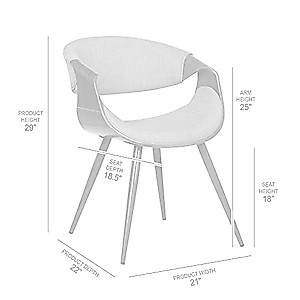 Armen Living Butterfly Dining Chair in Charcoal Fabric and Walnut Wood Finish 22D x 21W x 29H in