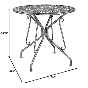 Flash Furniture Agostina Series 31.5" Round Antique Silver Indoor-Outdoor Steel Patio Table