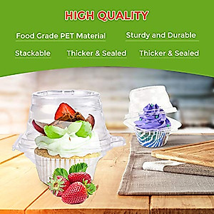 Cupcake Boxes Individual Plastic, 100 Pack Individual Cupcake Containers Plastic Disposable, Single Compartment Cupcake Carrier, Cupcake Holders Plastic Individual for Parties Pack of 100