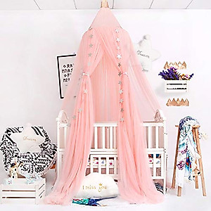 VERNASSA Canopy for Kids Bed, Bed Canopy, Xmas Gifts Princess Mosquito Netting Dome for Baby Crib Nook Castle Game Tent Nursery Play Room Christmas Decor (Pink)