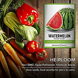 Watermelon Seeds for Planting - Sugar Baby Heirloom Variety, Non-GMO Fruit Seed - 2 Grams of Seeds Great for Outdoor Garden by Gardeners Basics