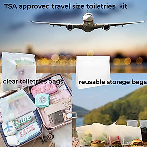 Gpurplebud Travel Pouches for Toiletries - 26 Pack TSA Approved Portable Fluid Packing Bags with Labels Refillable Squeeze Pouches Travel Accessories for Shampoo Conditioner Lotion Soap Liquids (Pink)