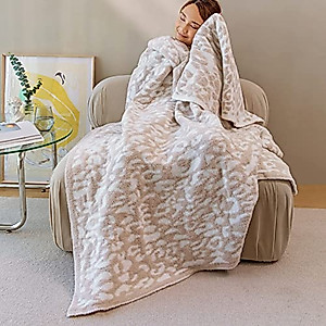 MH MYLUNE HOME Ultra Soft Leopard Throw Blanket (51x63 inches) Khaki Microfiber Blanket Plush Warm Reversible Cheetah Blanket Leopard Pattern Throw for Couch Bed Sofa