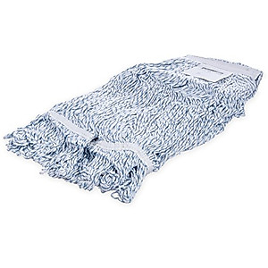 SPARTA 369670B14 Flo-Pac #20 Rayon Cotton Blend Medium Looped-End Mop, 18" Length, Blue