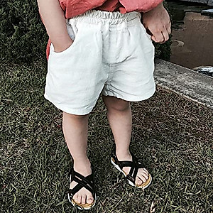 Alvivi Toddler Baby Girls Boys Cotton Linen Shorts Elastic Waistband Solid Color Booty Shorts White 4-5 Years