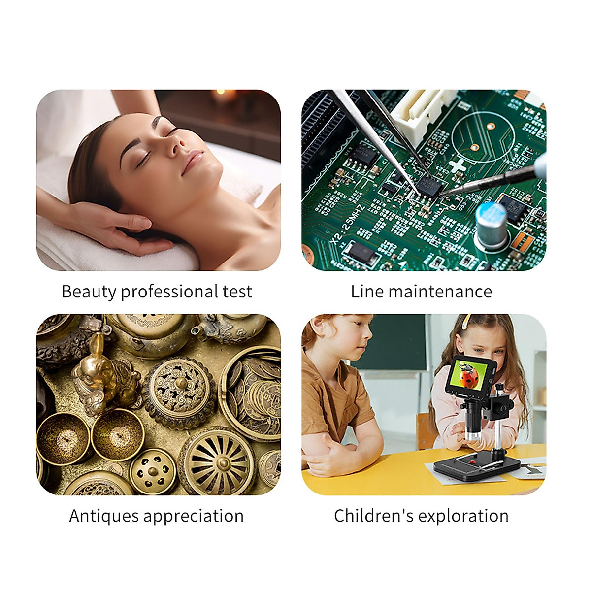 LCD Digital Microscope, 1000X Biological Microscope with 4.3in HD LCD Screen, 8 LED Lights Coin Microscope Camera,for Win XP, for Win7, for Win8.1, for Win10, for OS X10.5