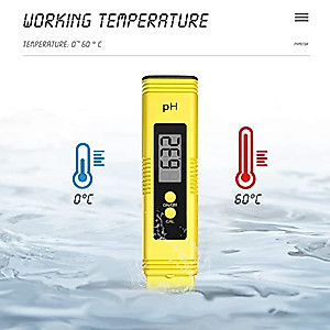 MEKBOK Hydroponics pH Meter Digital PH Test Pen 0.01 high-Precision Thermometer, Measuring Instrument and Thermometer, Suitable for hydroponics, Home Drinking and Aquarium