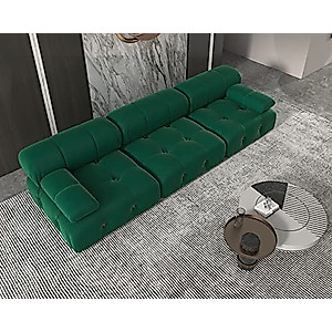 JACH 104" Convertible Modular Sectional Sofa, Minimalist Mid-Century Velvet Sofas Couches, Luxury Modern 3-Seat Wide Couch Sectional for Living Room Bedroom Office Apartment (Green)